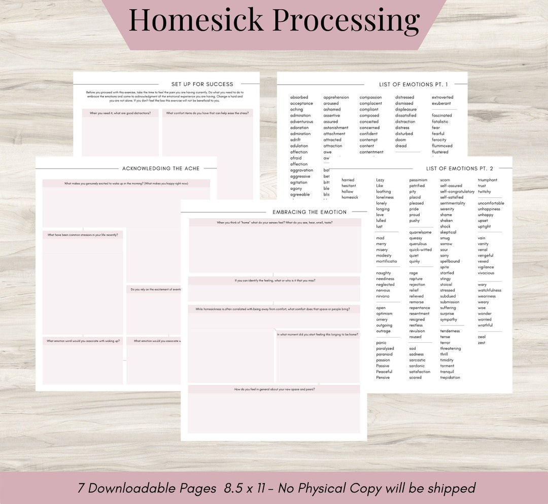 Homesickness Processing Journal: Self-care Worksheets (PDF) - Etsy