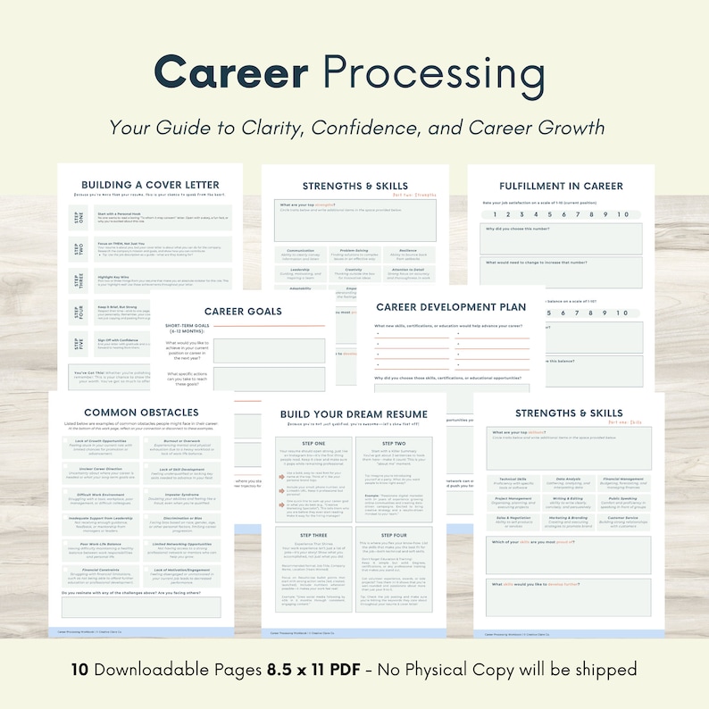 Career Processing Workbook, Resume Builder, Cover Letter, Job Searching ...