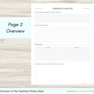 Treatment Note Sheets, Provider Worksheet, Therapist Note Template ...