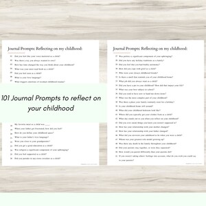 101 Childhood Reflection Journal Prompts, Mental Health Journal, Self ...