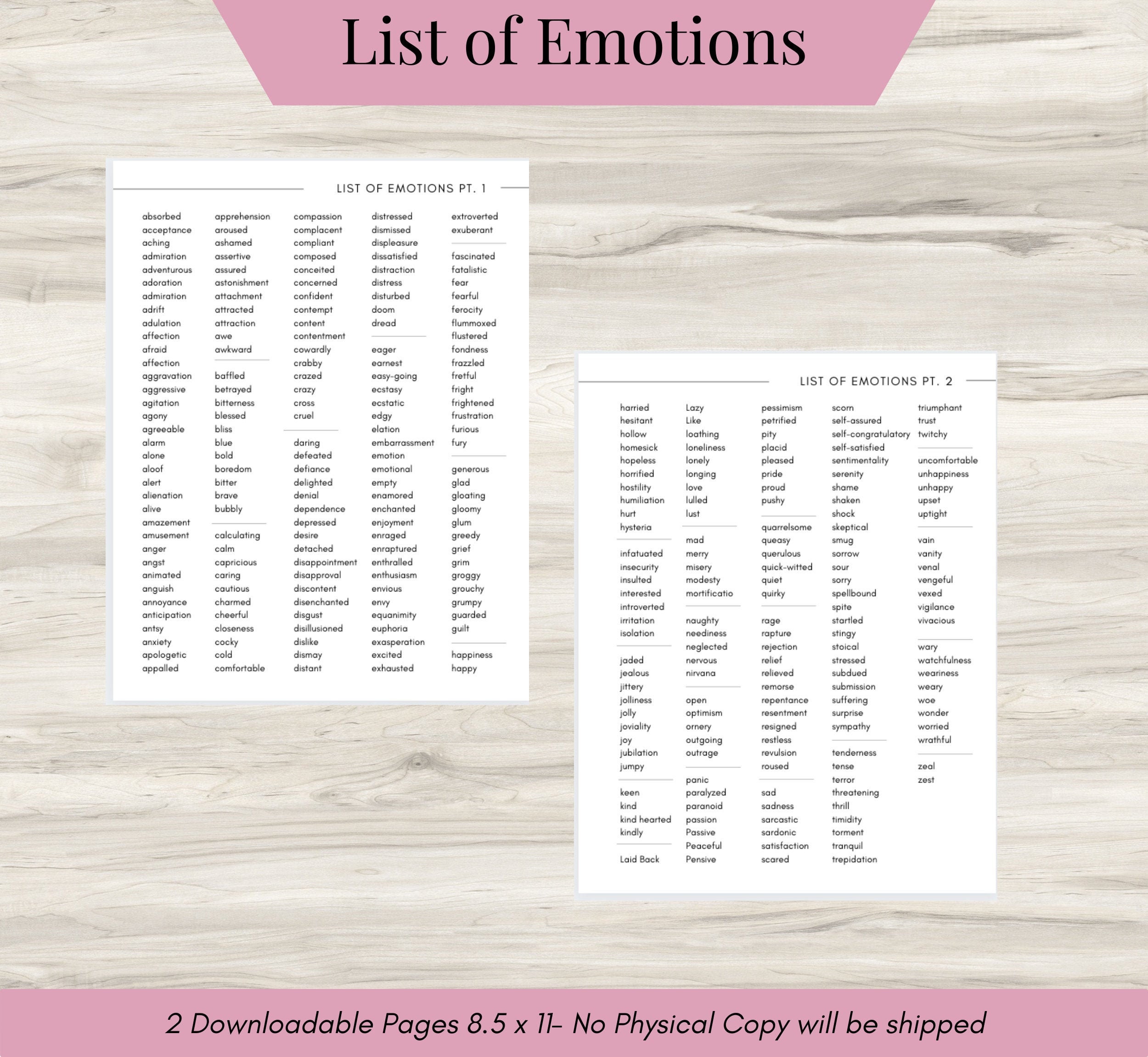 Emotions List Mental Health Feelings List Mood Tracker | Etsy