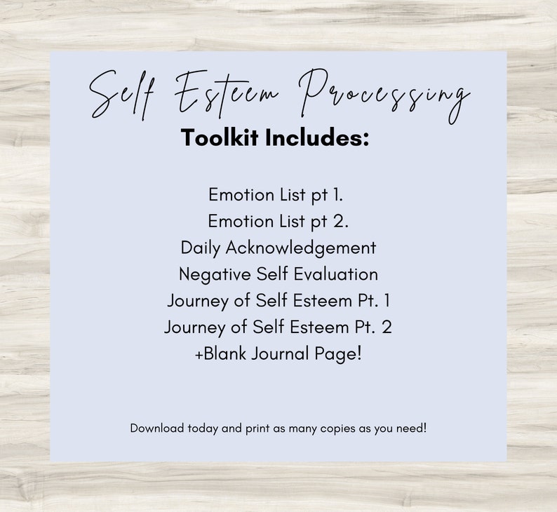 Self Esteem Processing Journal Pages for Daily Self Care - Etsy