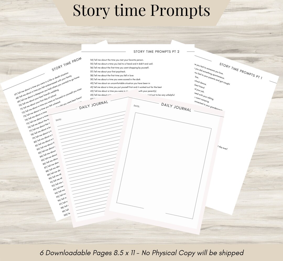 Story Time Journal Prompts: Mental Health & Self Care (PDF) - Etsy