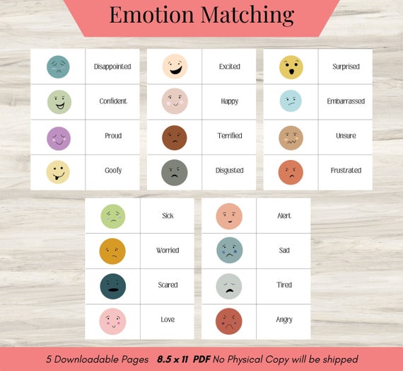 20 Emotion Cards Emotion Matching Cards Feelings & Emotion - Etsy