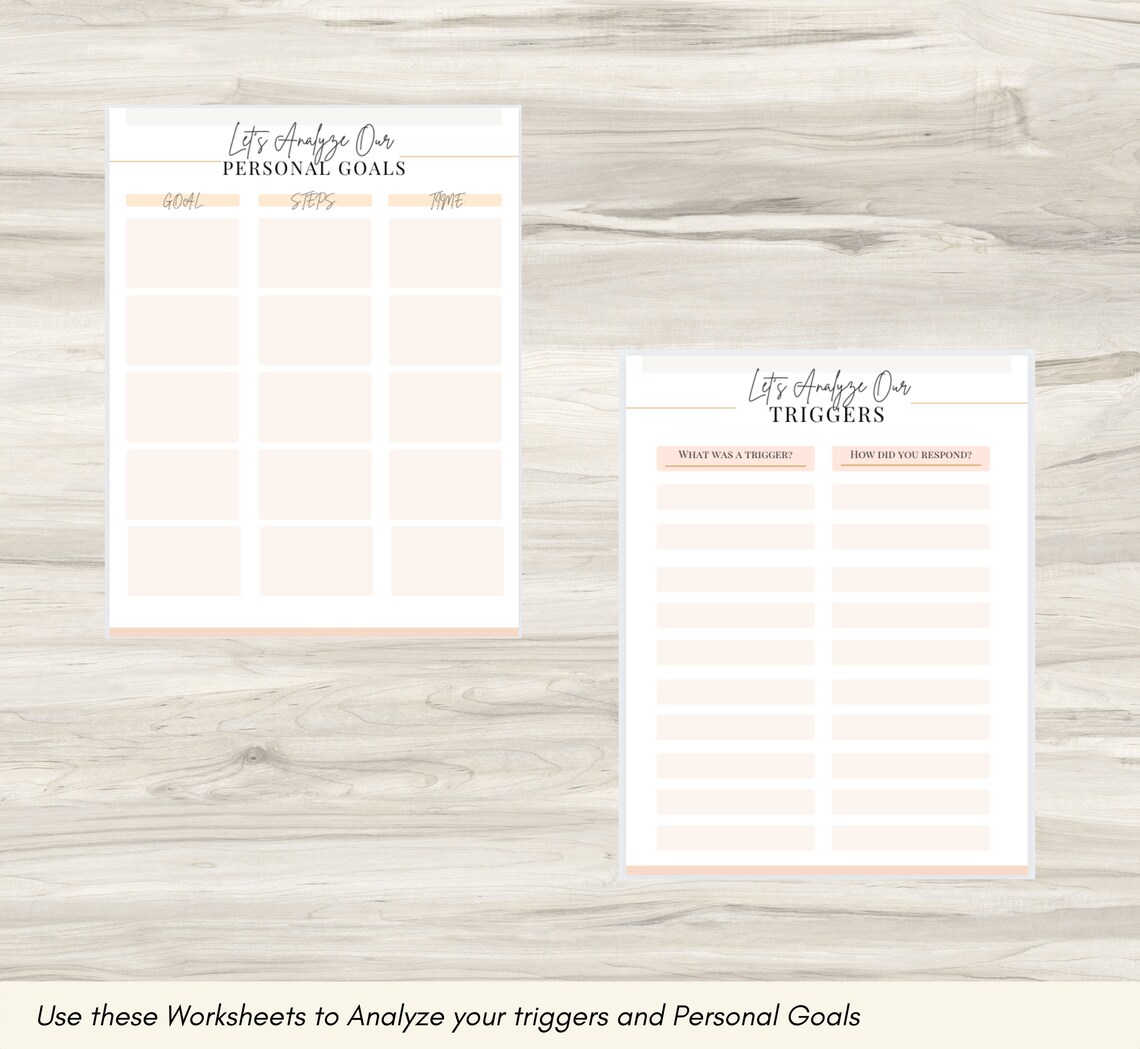 Self Care Tracker Prompted Journal Pages and Weekly/yearly | Etsy