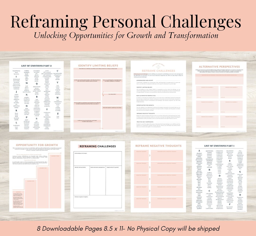 Reframing Challenges Worksheet Bundle: CBT, Limiting Beliefs (PDF) - Etsy