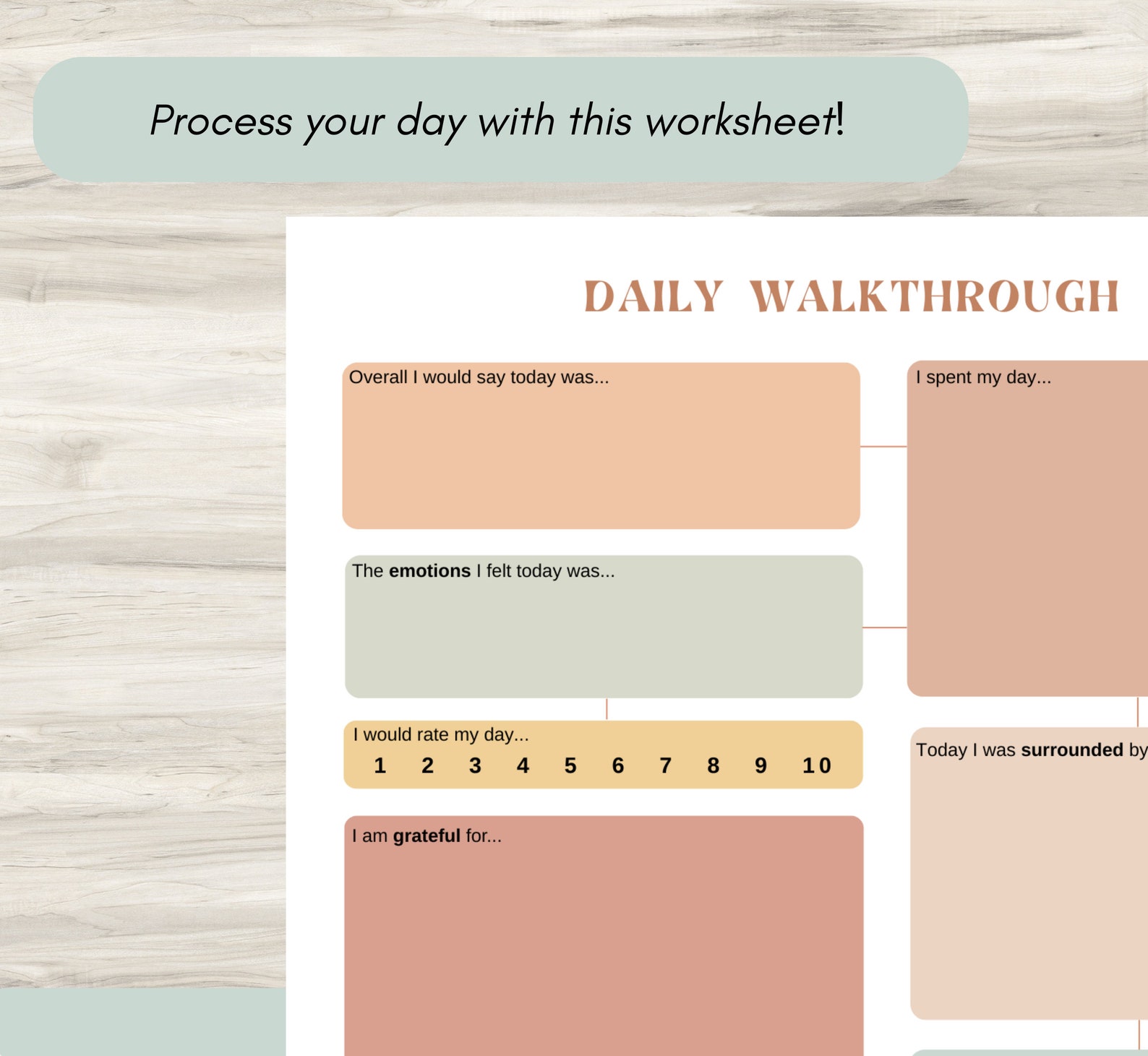Daily Walkthrough Therapy Worksheet Daily Journal Planner - Etsy