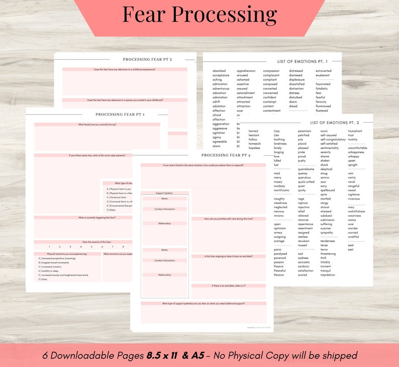 Fear Processing Journal Pages for Daily Self Care Mental - Etsy