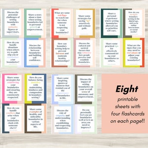 Boundary Flashcards, Journal and Conversational Prompts, Setting Boundaries, Mental Health ...