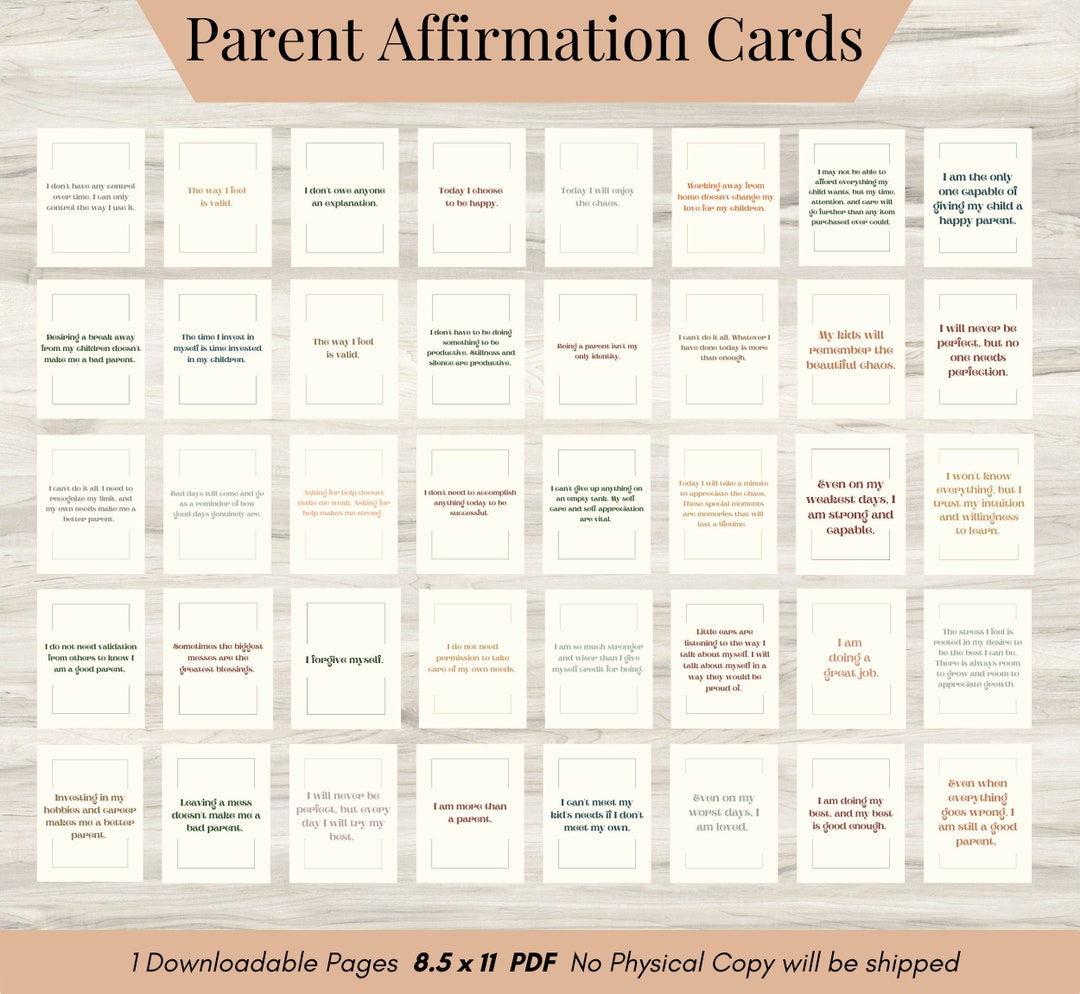 Parent Affirmation Cards, Motherhood Affirmation Cards, Fatherhood ...