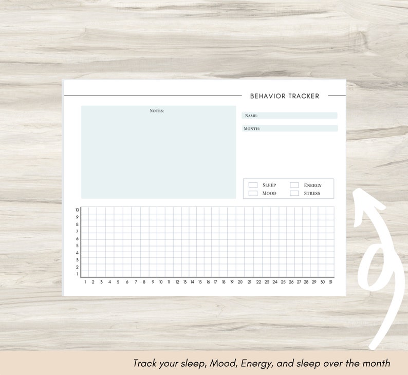 Daily Behavior Tracking: Mental Health Mood Sleep Stress - Etsy