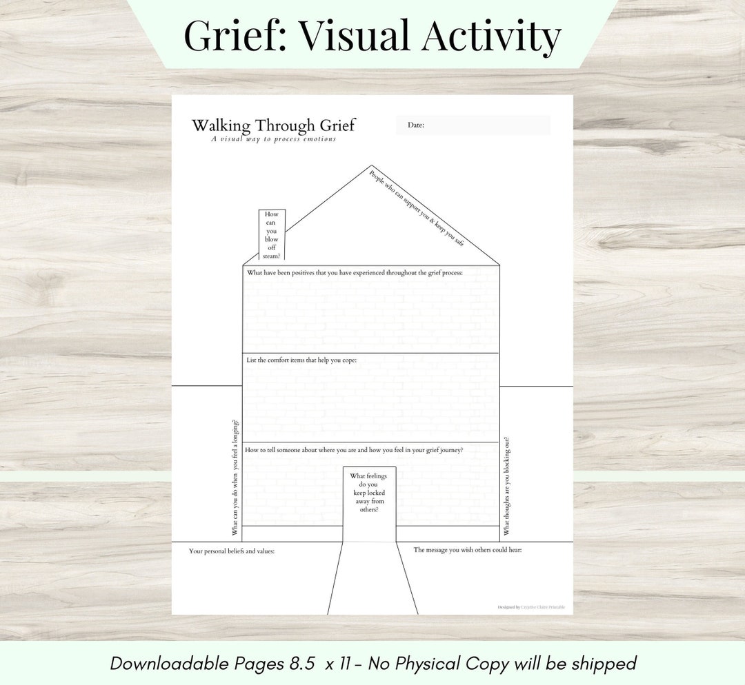 Grief House Visual Activity: Grief Counseling Worksheet (PDF) - Etsy