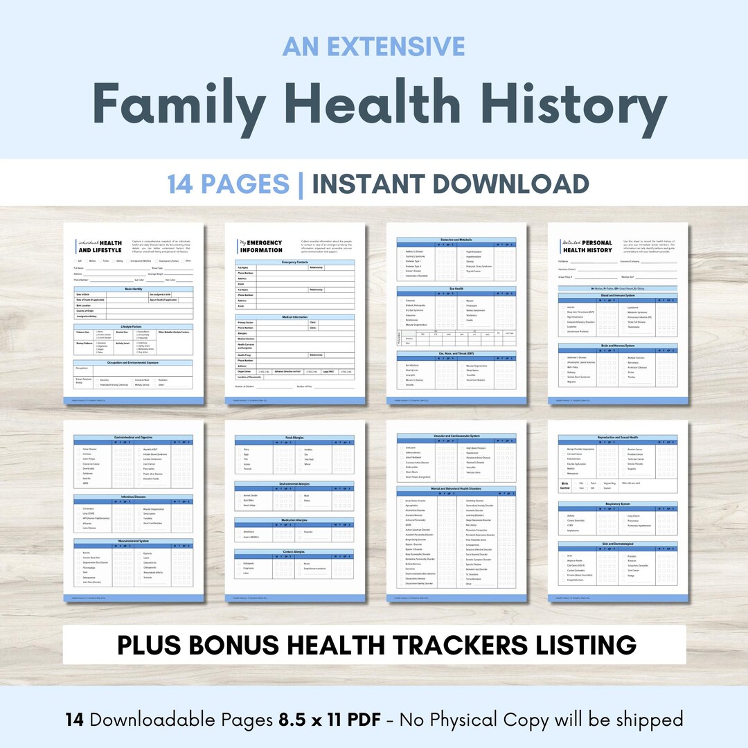 Family Health History Workbook | Mental Health PDF, Therapy Worksheets ...