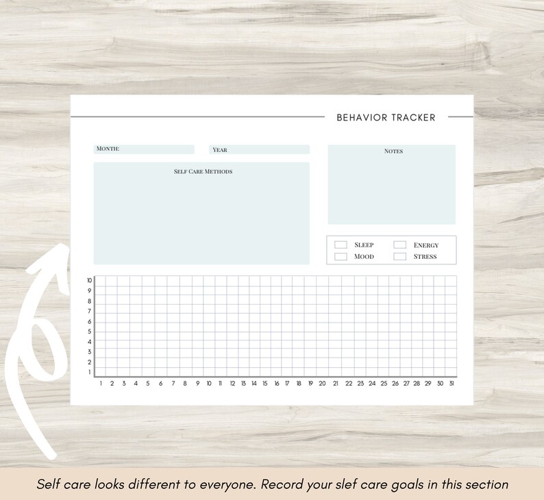 Daily Behavior Tracking: Mental Health Mood Sleep Stress - Etsy