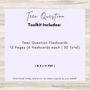 Teen Conversation Starter Cards: 50 Thought-provoking Questions (PDF ...