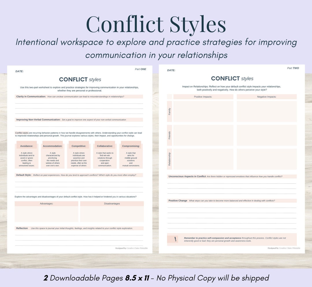 Conflict Style Workbook - Intentional Workspace to Explore and Practice ...