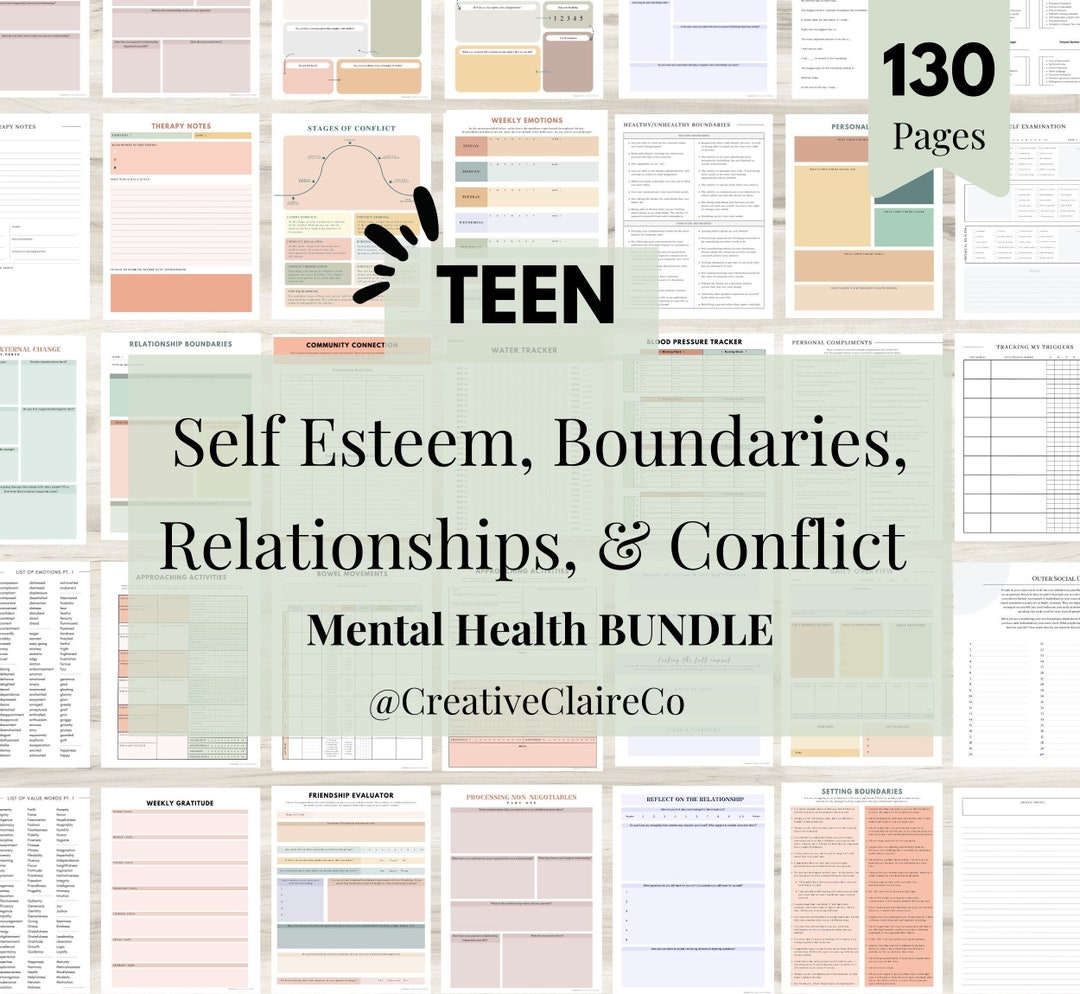 Teen Therapy Mega Bundle, Boundaries Journal, CBT Journal, Anxiety ...