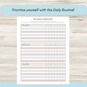 Daily Routine Planner: Self Care Checklist, Habit Tracker (PDF) - Etsy