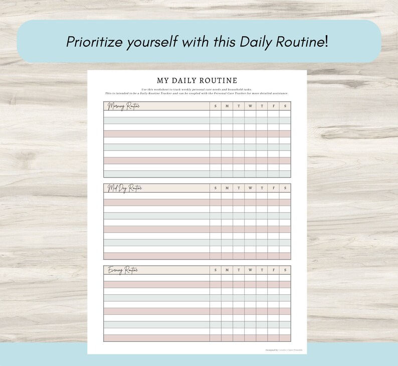 Daily Routine Planner: Self Care Checklist, Habit Tracker (PDF) - Etsy