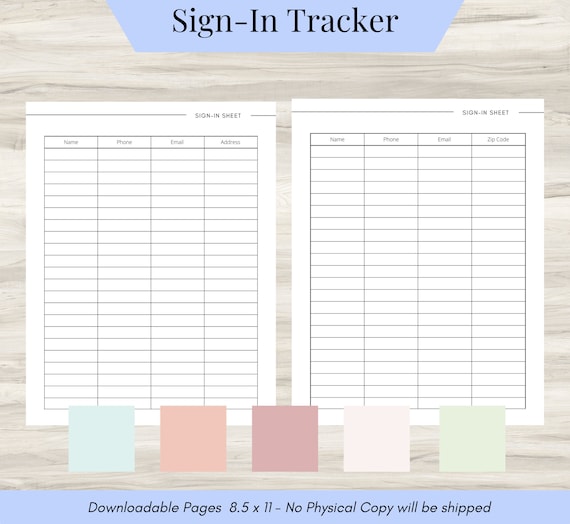 Sign-in Sheet Template Sign-in Sheet for Event Sign-in Sheet | Etsy