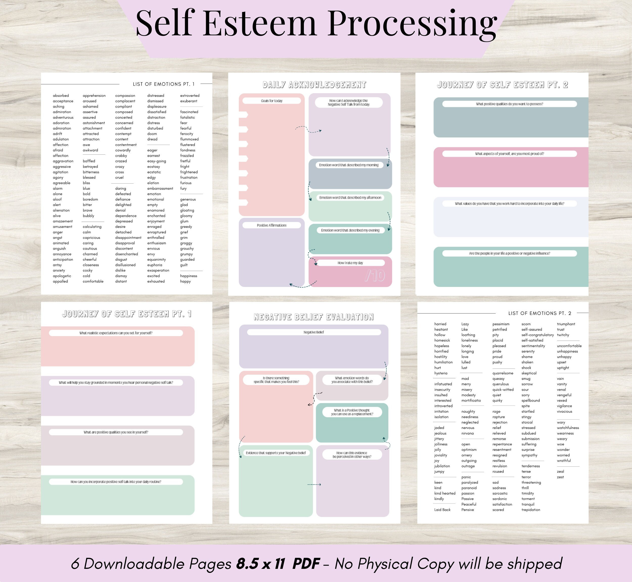 Self Esteem Processing Journal Pages for Daily Self Care - Etsy