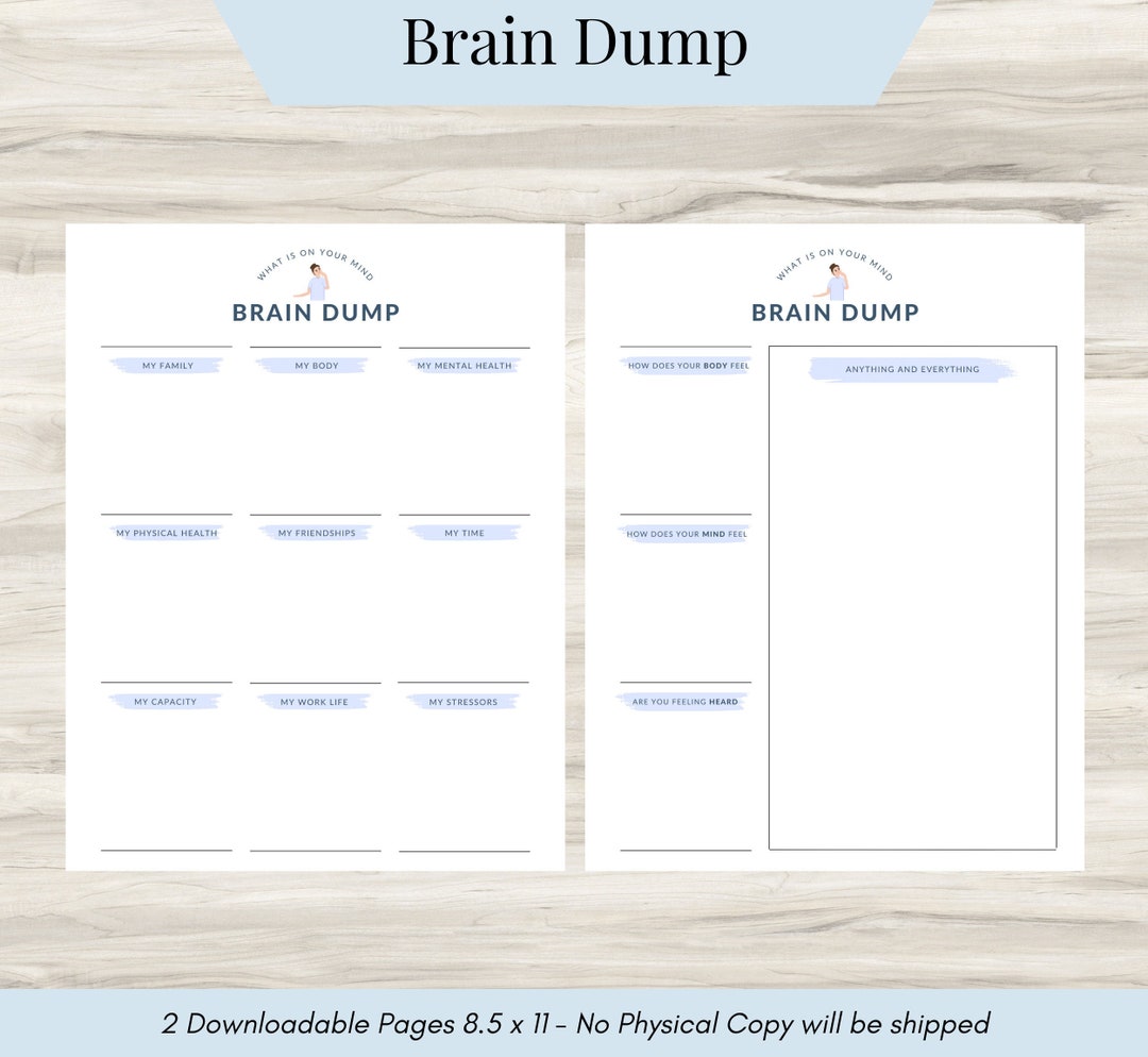 Brain Dump Worksheets, to Do List Printable, Daily Planner Template ...