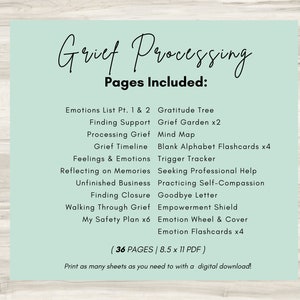 Grief Toolkit - 36 Therapeutic Worksheets to Process Loss, Psychologist ...