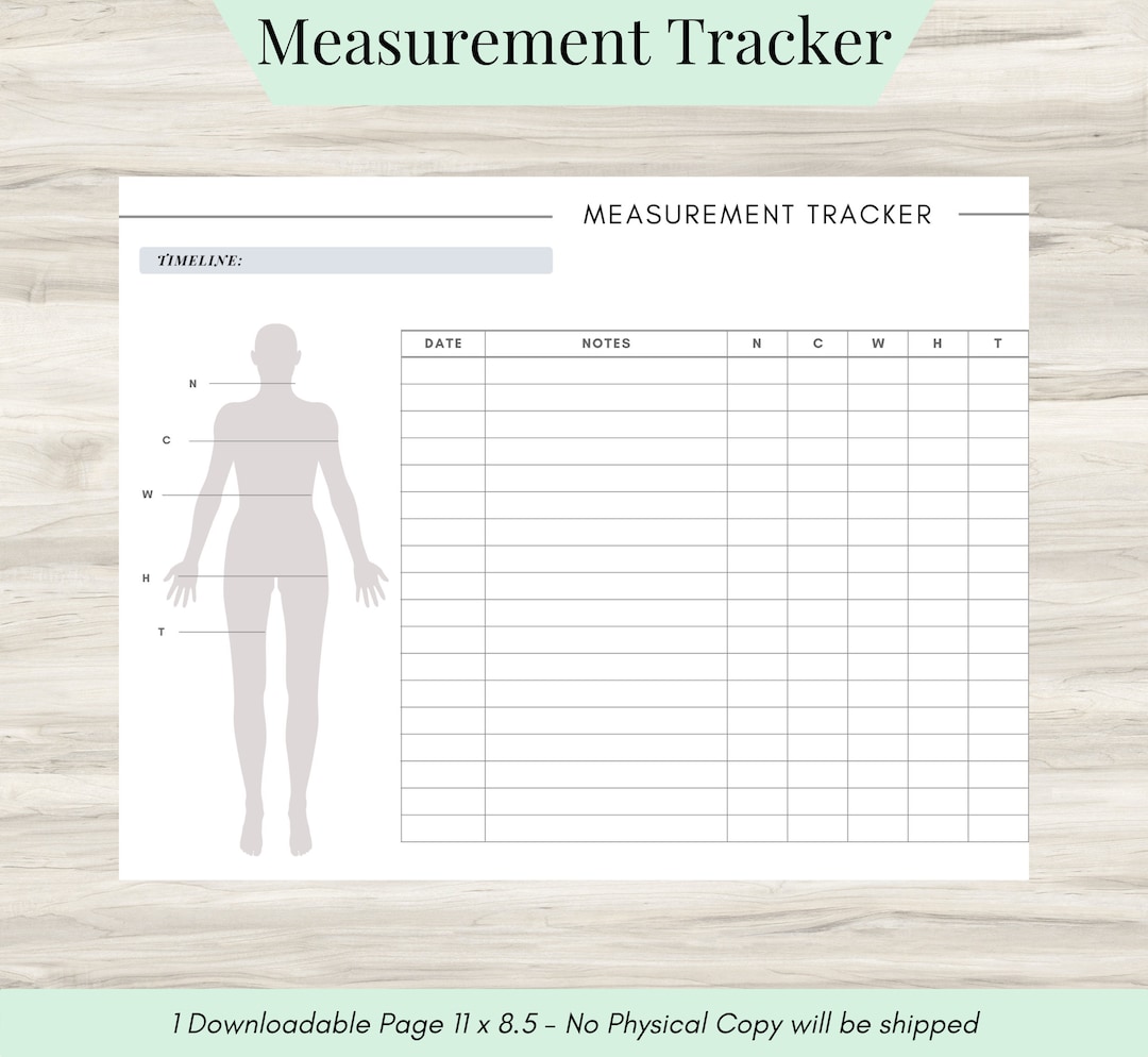 Body Measurement Tracker: Weight Loss & Fitness Printable (PDF) - Etsy