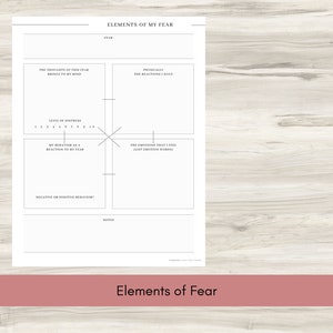 Elements of My Fear, Fear Processing Therapy Worksheets for Mental ...