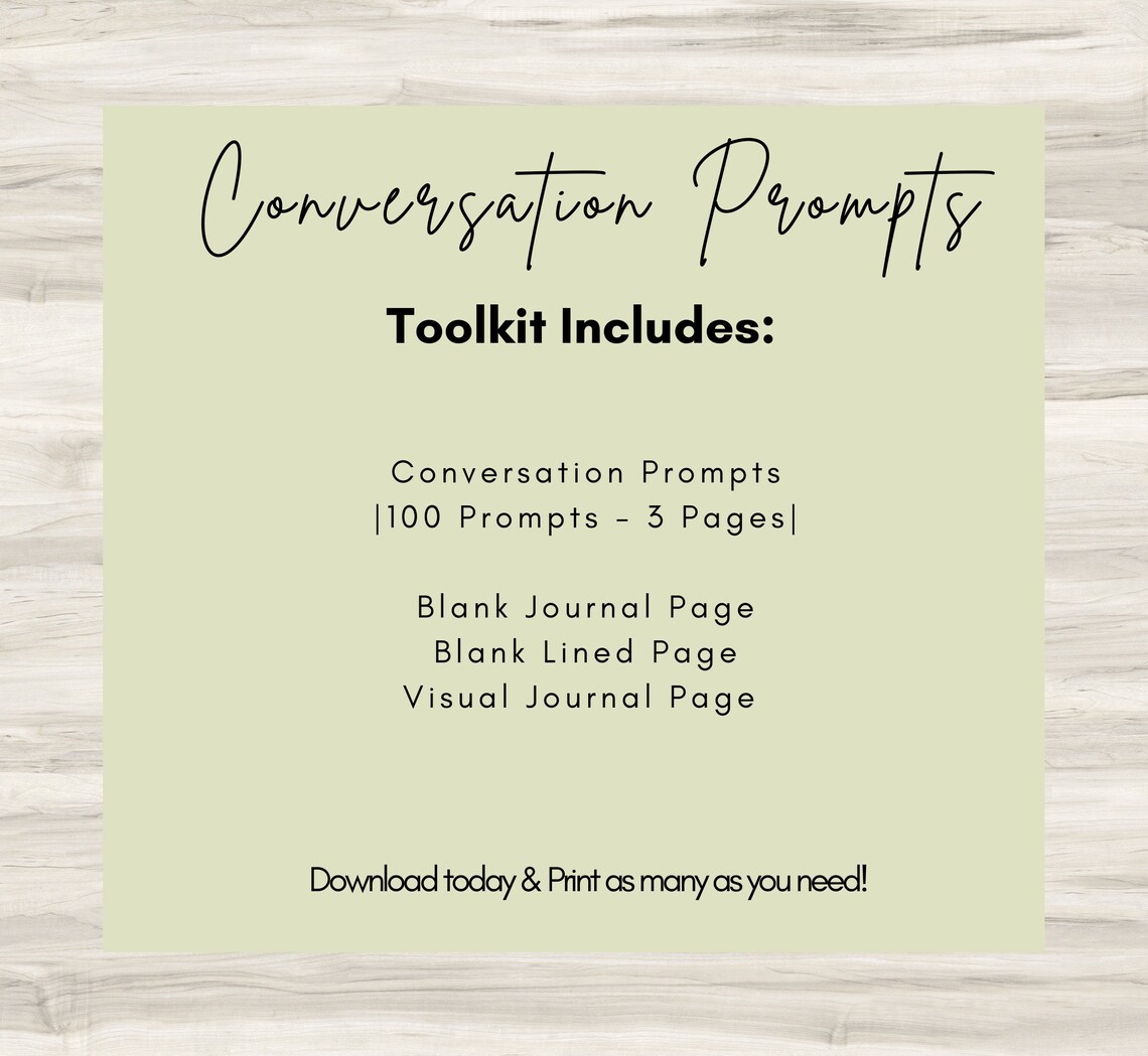 Conversation Journal Prompts Mental Health Journal Self Care - Etsy