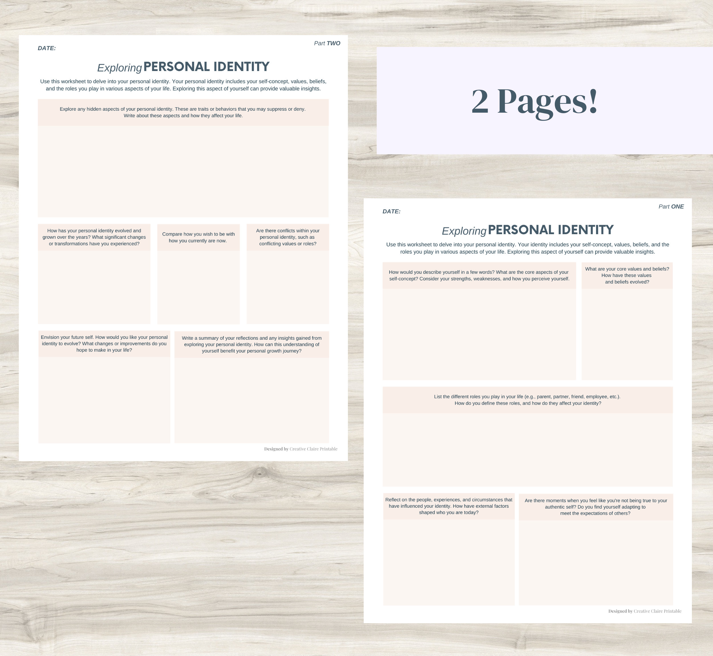 Personal Identity Processing Journal: Self-reflection Worksheet| Mental ...