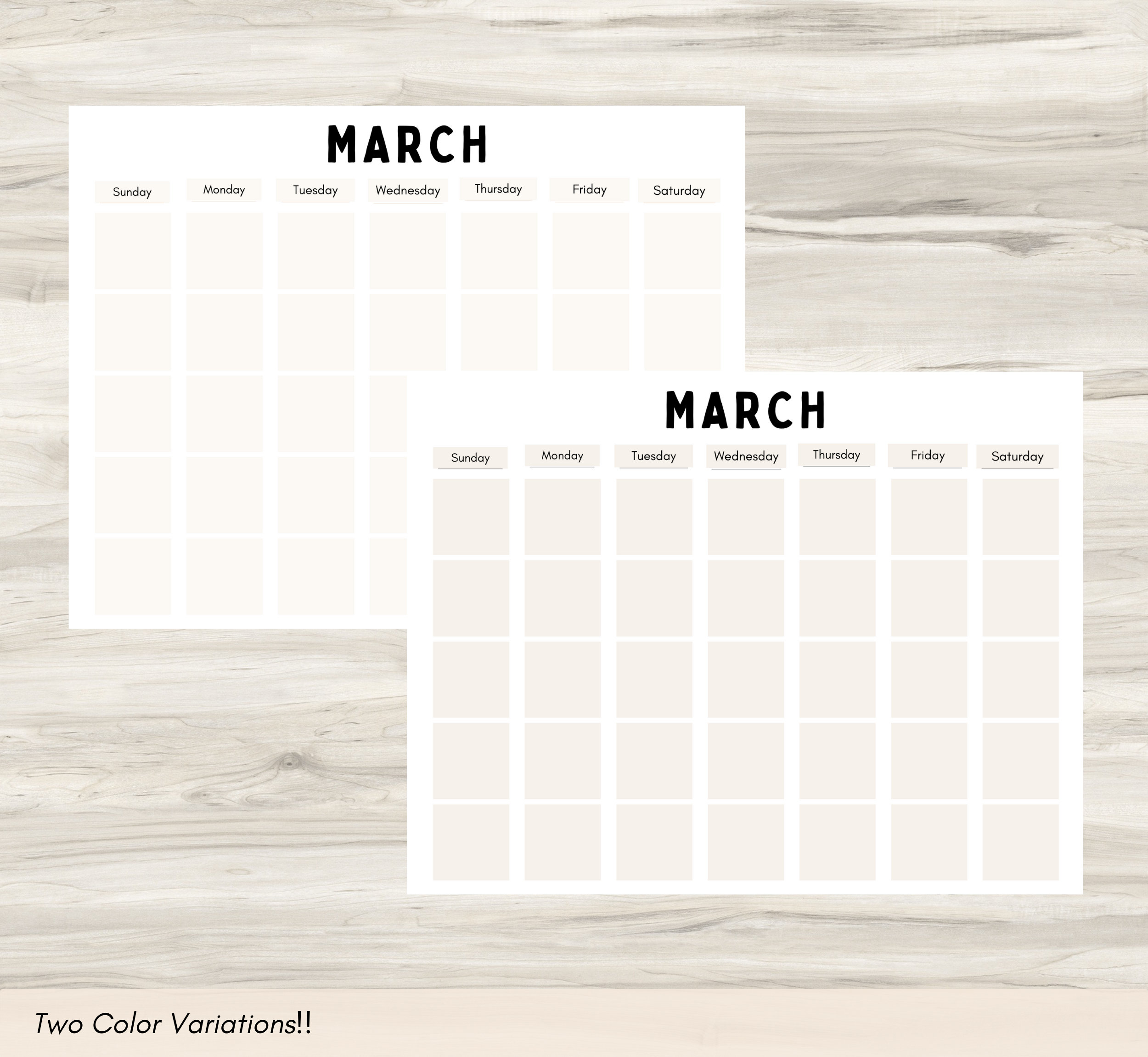 Monthly Blank Calendar Simple Calendar Calendar Planner - Etsy