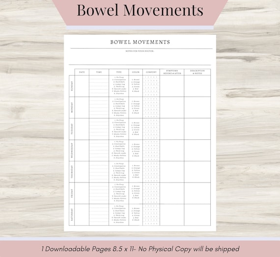 Bowel Movement Tracking Chart Printable