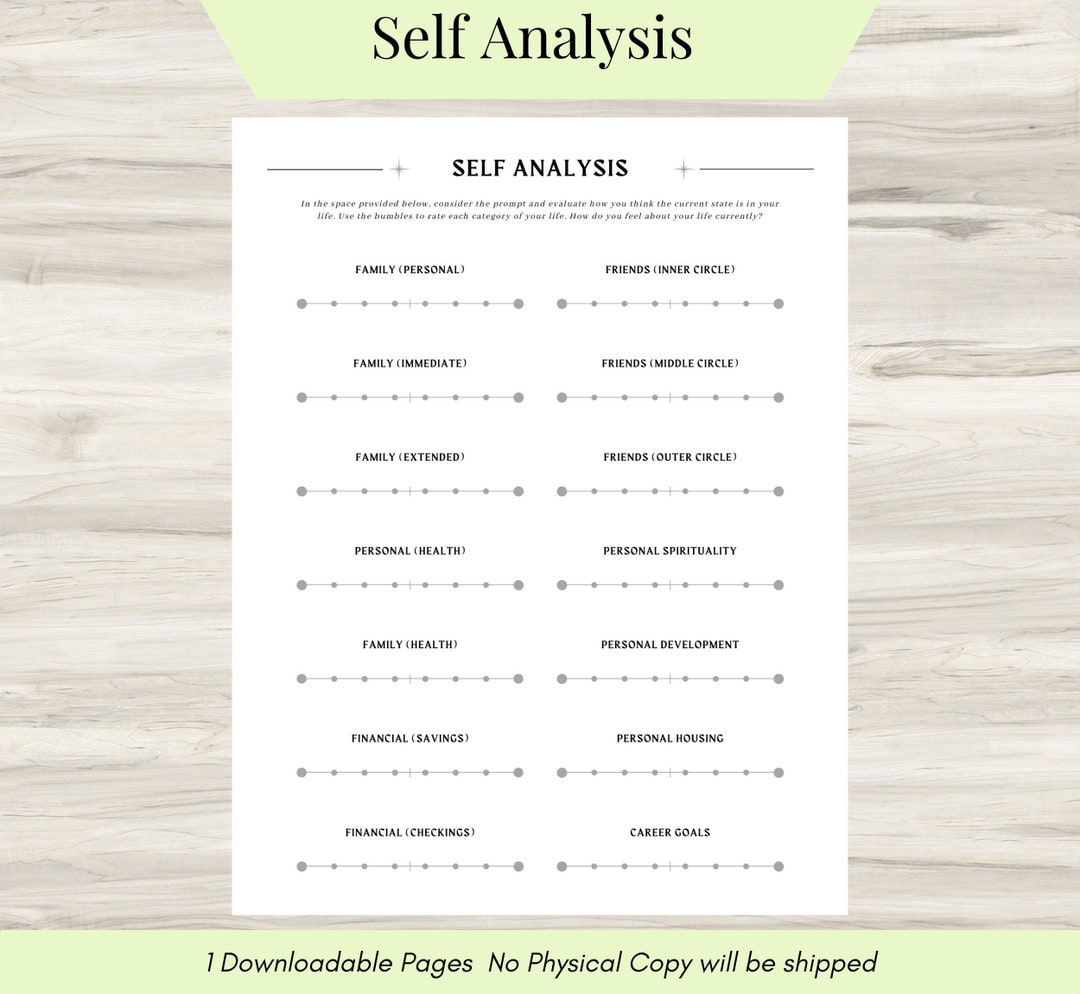 Self Analysis Workpage, Manifestation Journal, Self Analysis Template ...
