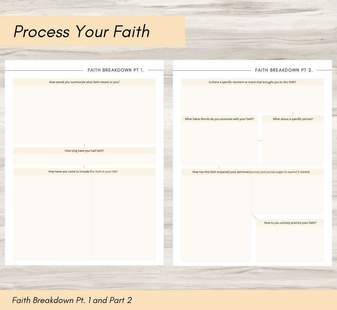 Faith Processing Journal Pages for Daily Self Care Mental | Etsy