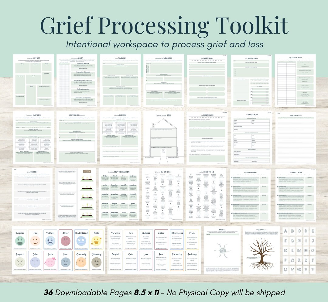 Grief Toolkit - 36 Therapeutic Worksheets to Process Loss, Psychologist Tools That Will Walk You ...