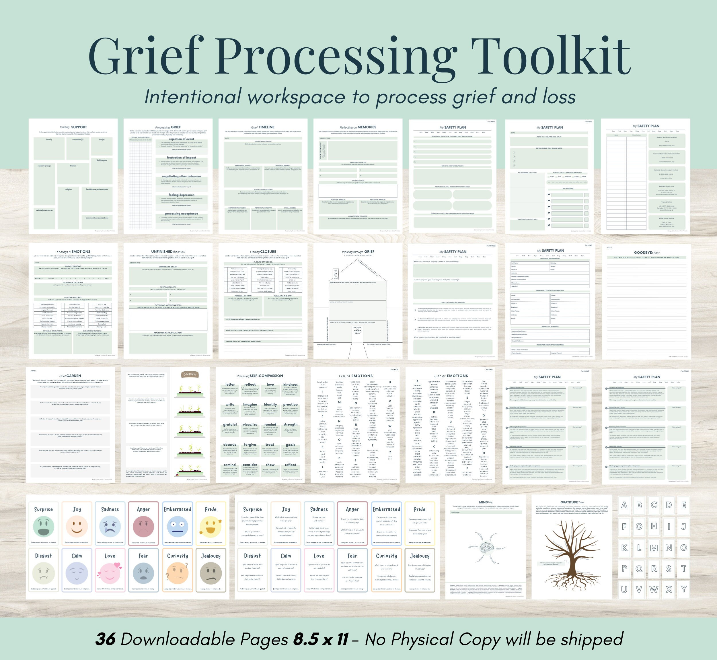 Grief Toolkit - 36 Therapeutic Worksheets to Process Loss, Psychologist ...