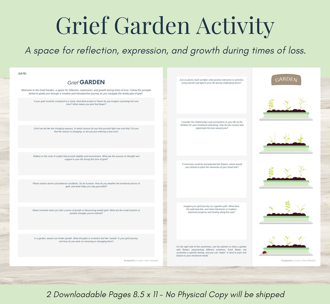 Grief Garden Mental Health Worksheet: Therapeutic Healing (PDF) - Etsy