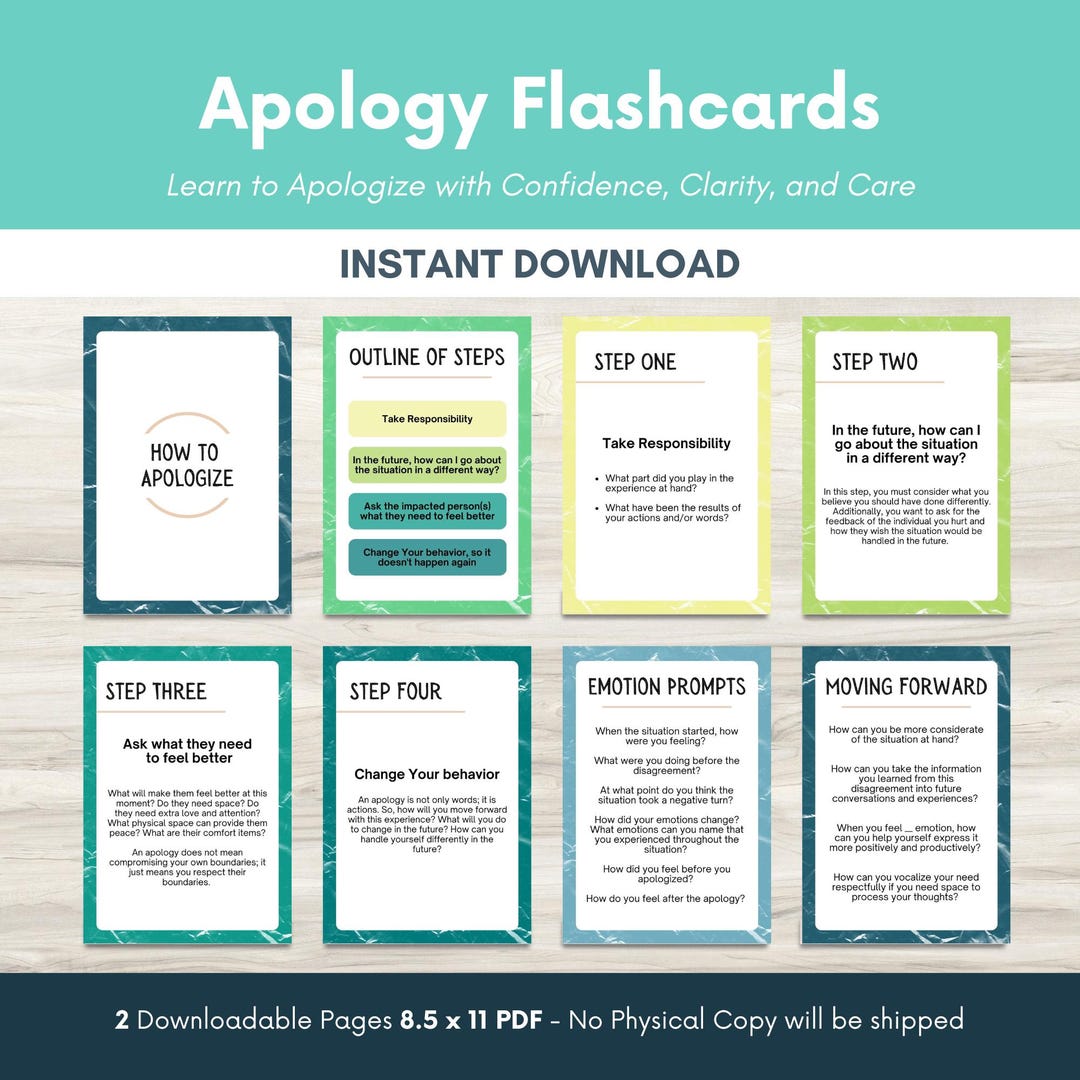 Apology Flashcards for Effective Conflict Resolution | Communication ...