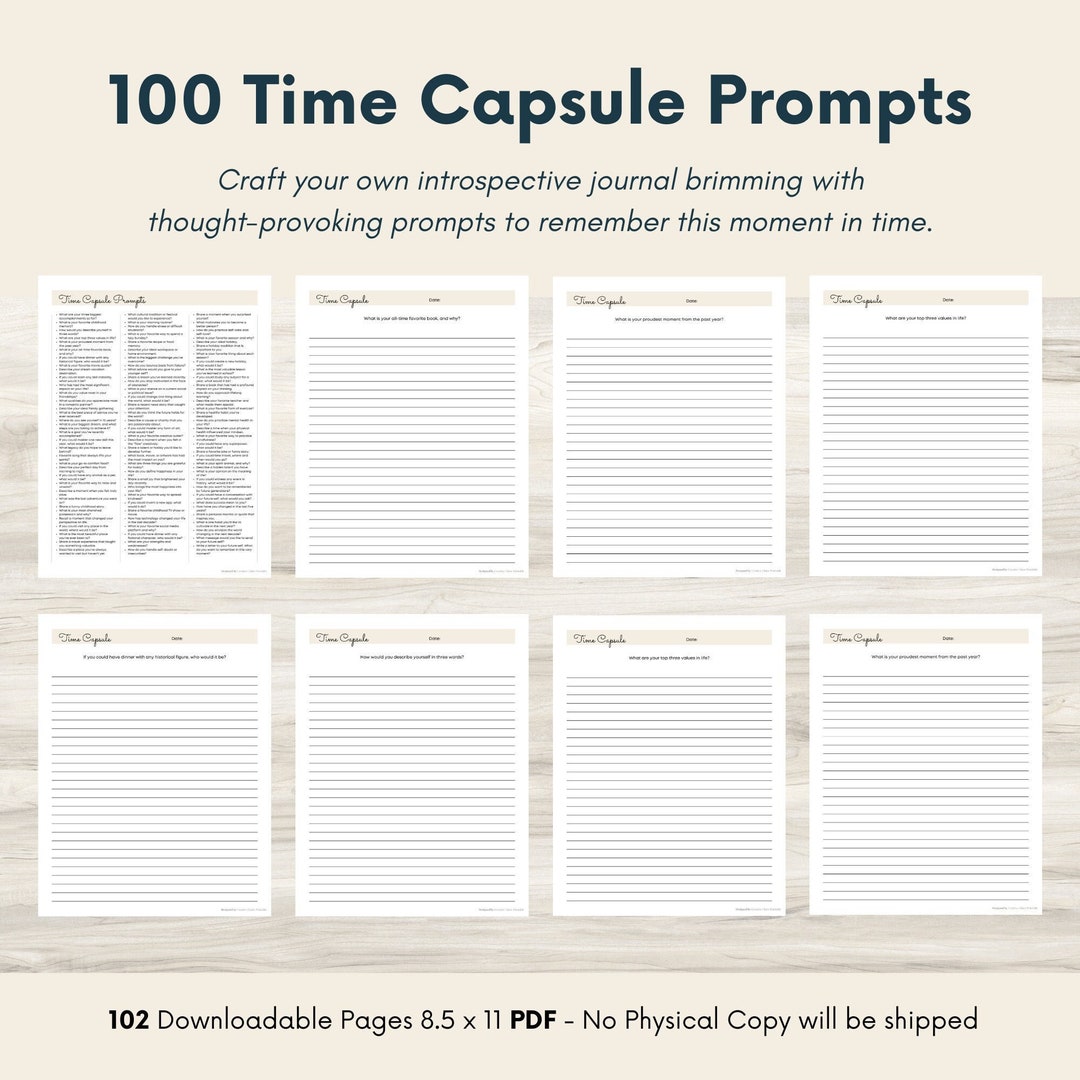 Time Capsule Journal Prompts, Self-reflection, Mindful Prompts for ...