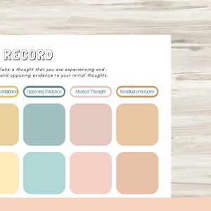 Thought Record Worksheet: CBT DBT Mental Health Tool (PDF) - Etsy