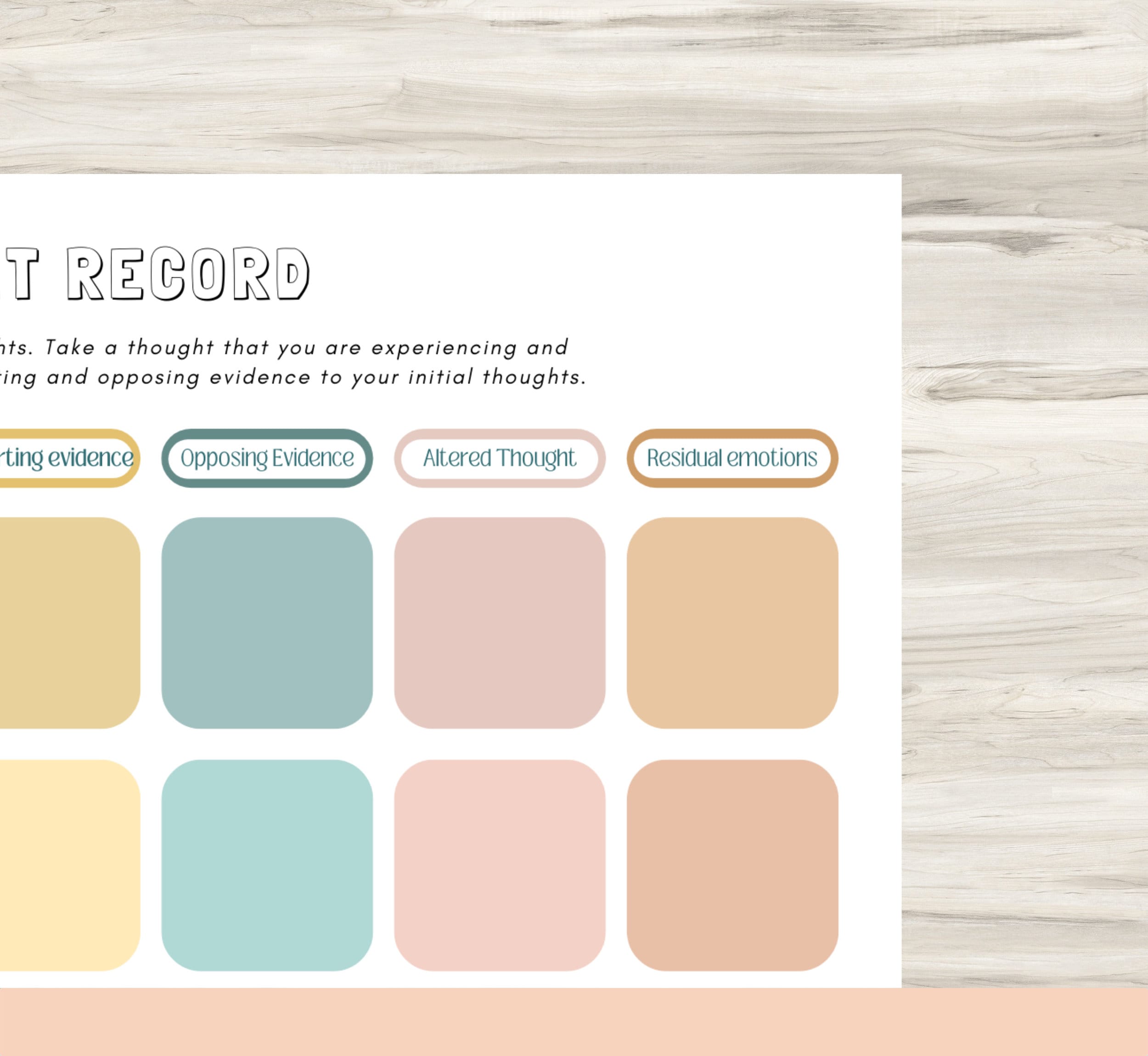 Thought Record Worksheet: CBT DBT Mental Health Tool (PDF) - Etsy