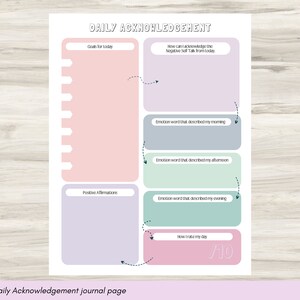 Self Esteem Processing Journal Pages for Daily Self Care, Mental Health ...