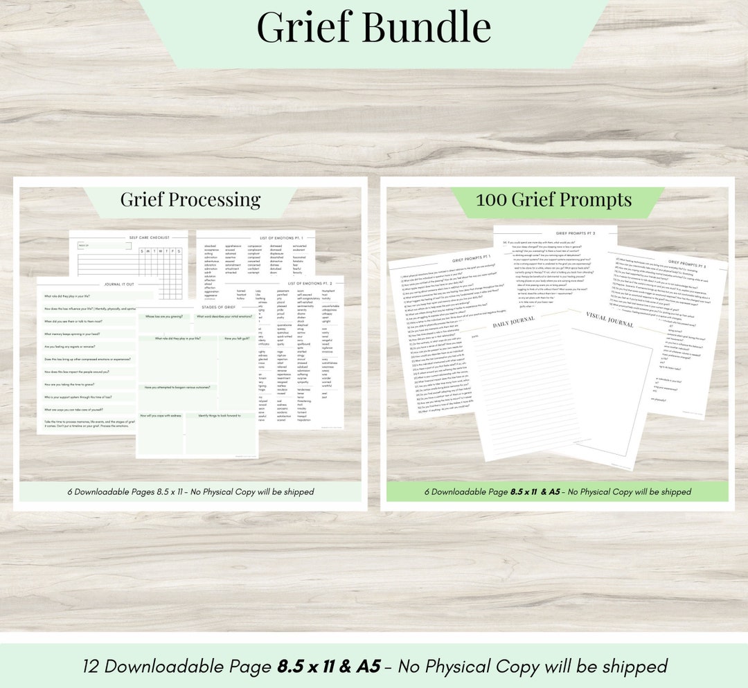 Grief Journal Prompts: Loss & Remembrance | Mental Health PDF ...