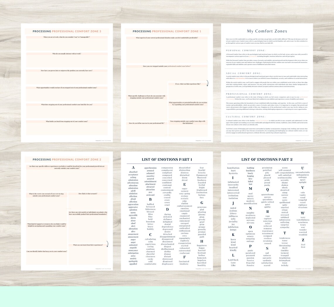 Professional Comfort Zone Workbook | Mental Health Therapy Worksheets ...