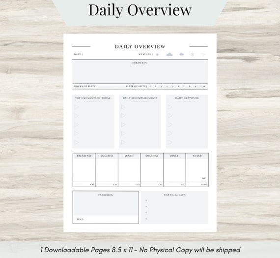 My Daily Overview Daily Planner Daily Reflection Daily | Etsy