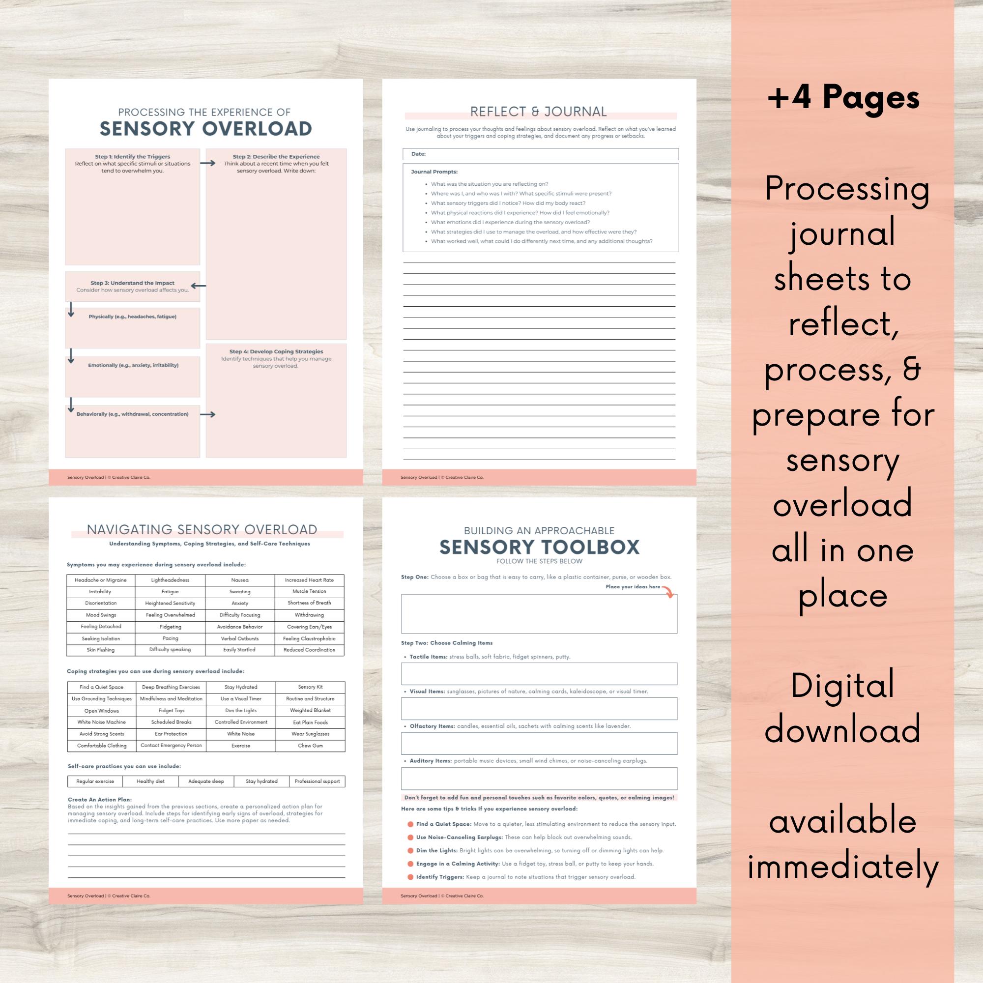 Sensory Overload Toolbox: Coping Worksheets for Self-regulation (PDF ...