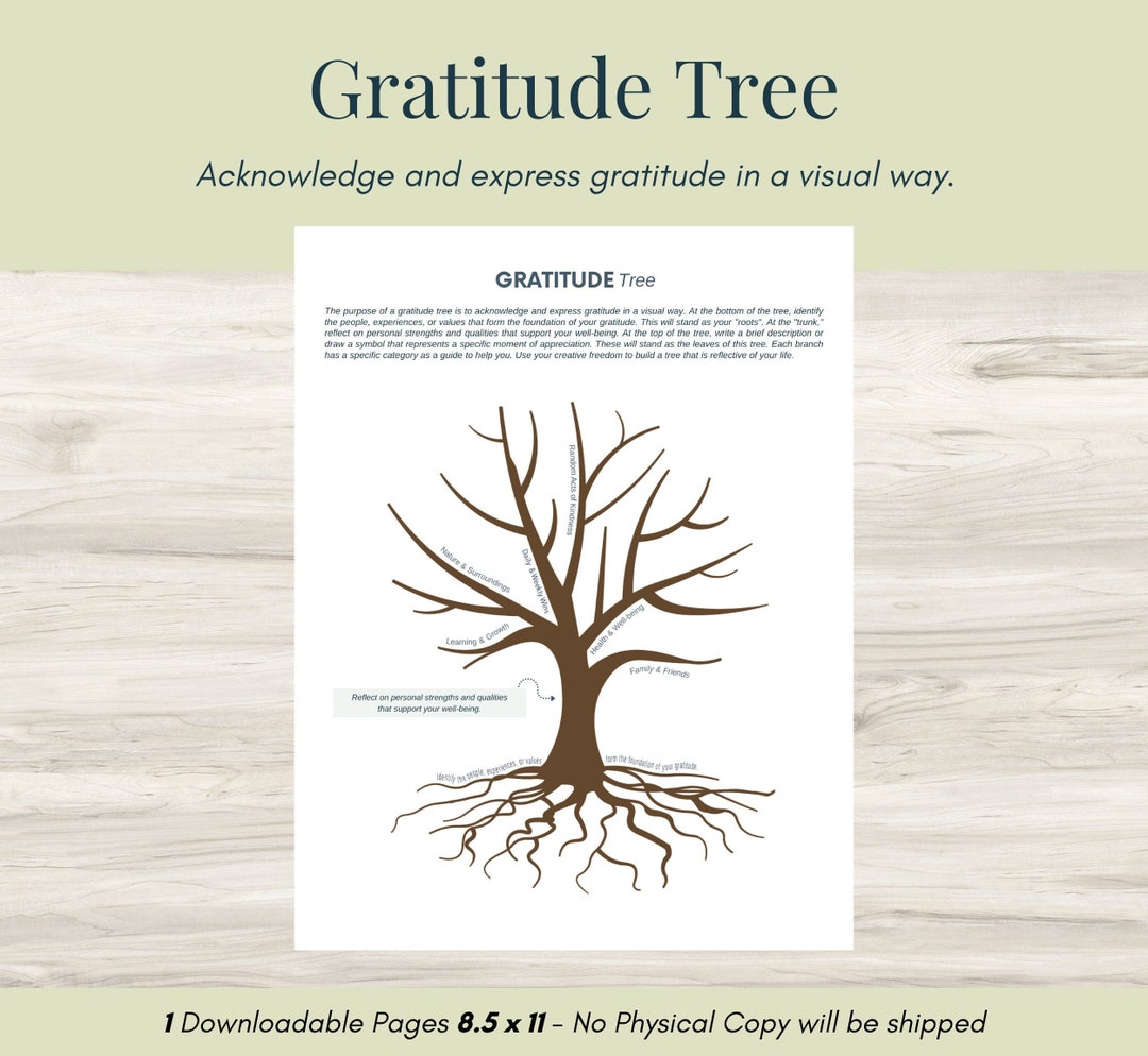 Gratitude Tree Activity: Visual Worksheet (PDF) - Etsy