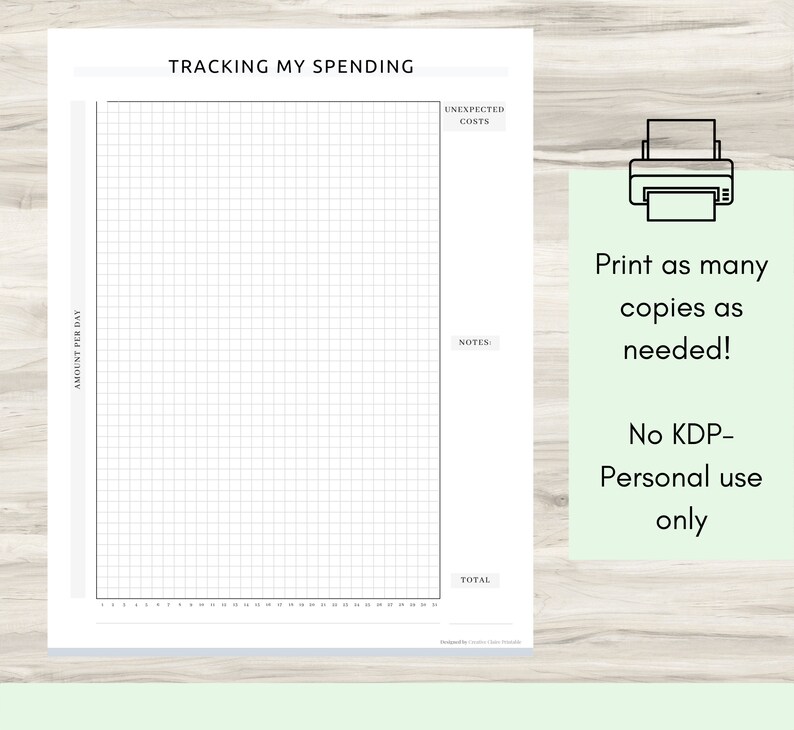 Spending Tracker Printable: Bill Payment, Budget Planner (8.5 X 11 PDF ...