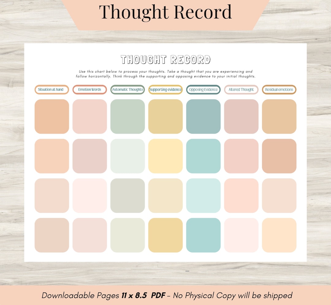 Thought Record, Thought Log, Thought Tracker, Thought Bubble, Thought ...